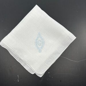 Accessories | Vintage Fine White Linen Handkerchief With Pale Blue ...